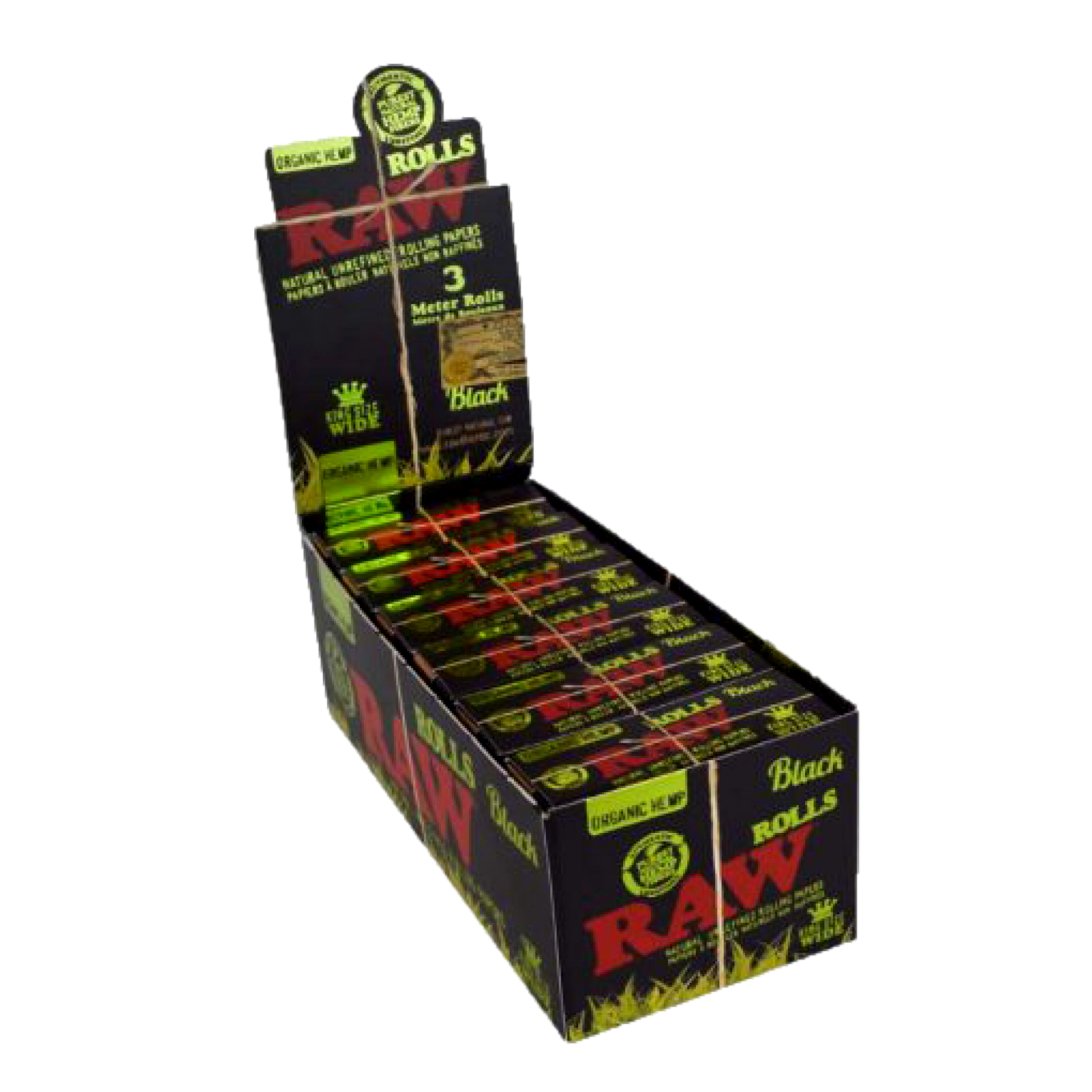 Raw Black Organic King Size Wide Roll of Rolling Paper (Display of 9 ...